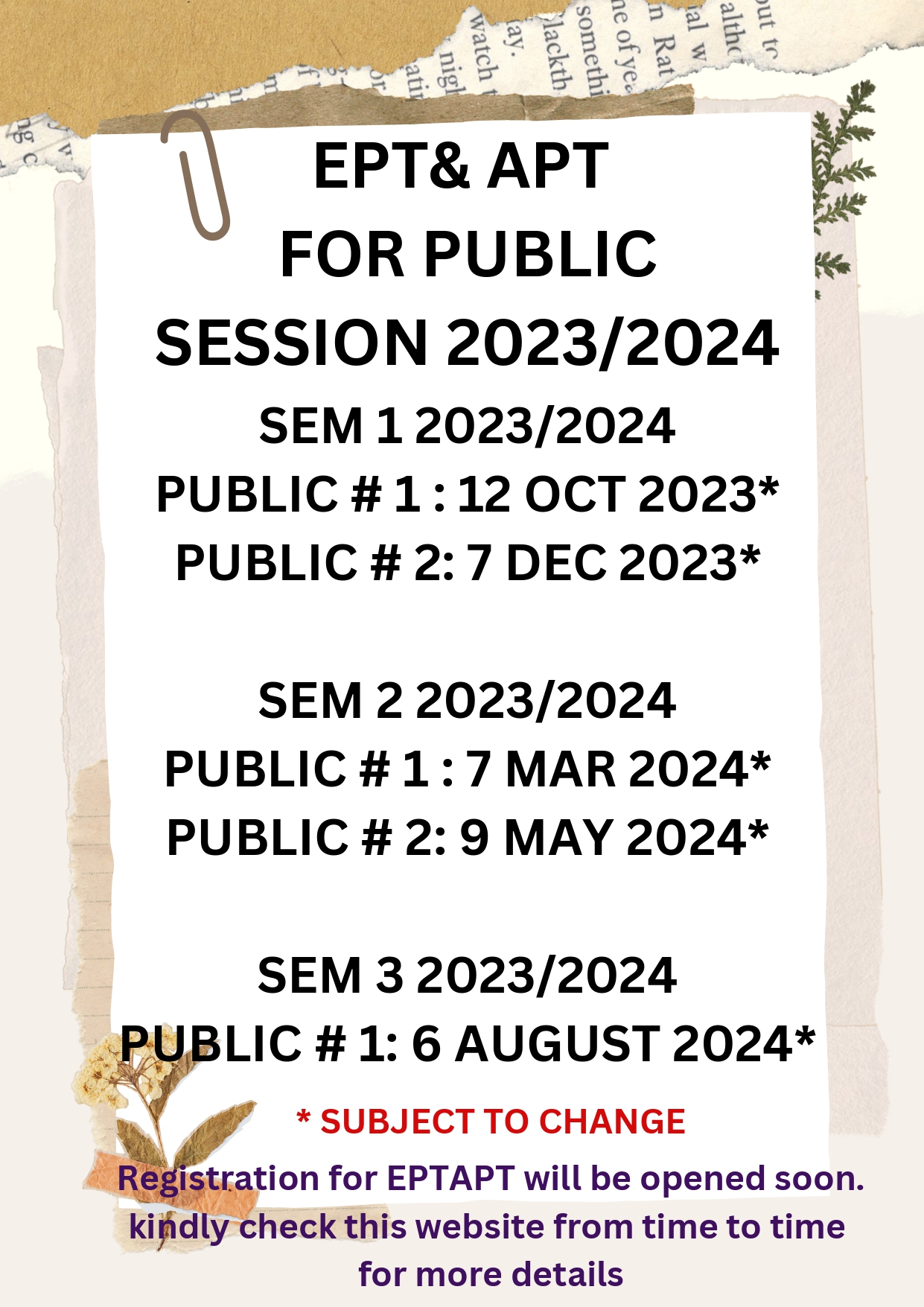 EPT & APT FOR PUBLIC SESSION 2023/2024 – Centre for Languages and Pre ...