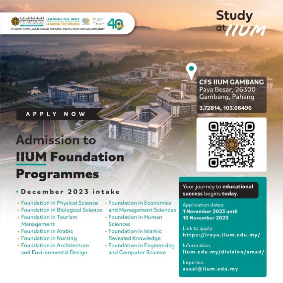 Admission to IIUM Foundation Programmes – Centre for Foundation Studies