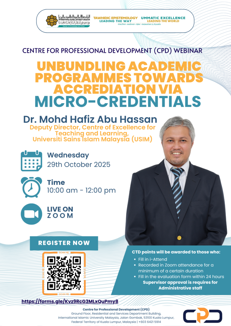 CPD TRAINING (EMCU): UNBUNDLING ACADEMIC PROGRAMMES TOWARDS ACCREDITATION VIA MICRO-CREDENTIALS ...