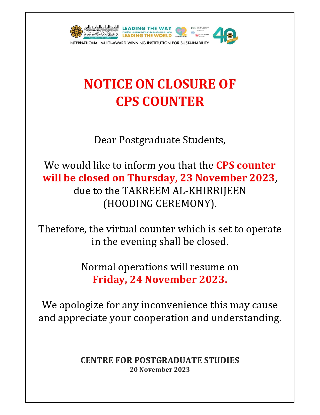 Students’ Life – Centre for Postgraduate Studies