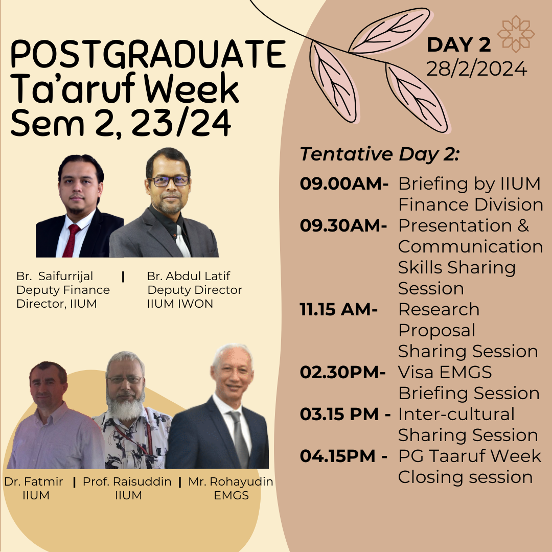 Briefing of New Students / Taaruf Week – Centre for Postgraduate ...